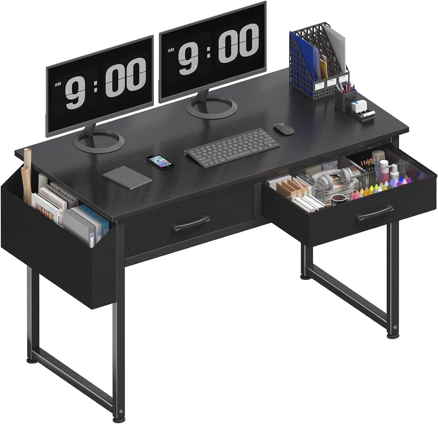 Computer Desk with Fabric Drawers for Home Office Bedroom, 40 Inch ...