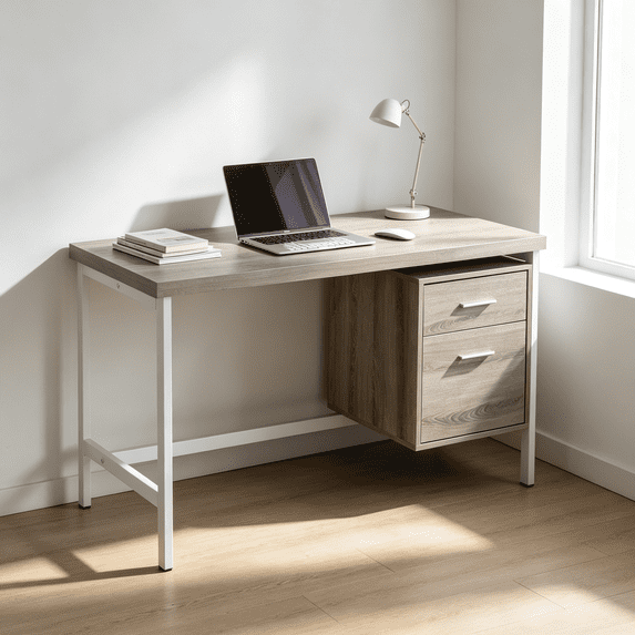 Computer Desk with File Drawer and Storage, Reversible Left or Right ...