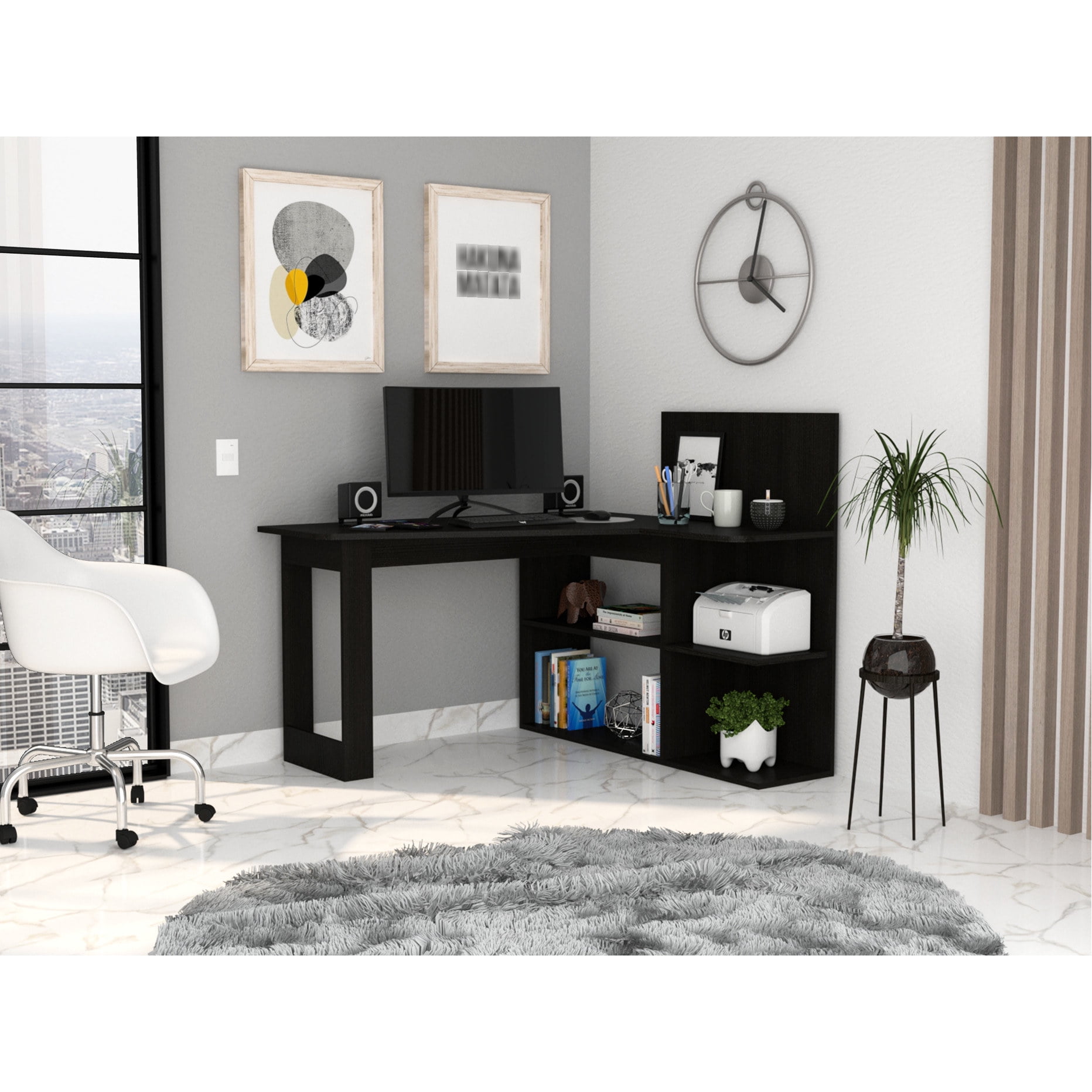 Computer Desk with Five Open Shelves+Stable Structure”-“Home Office ...