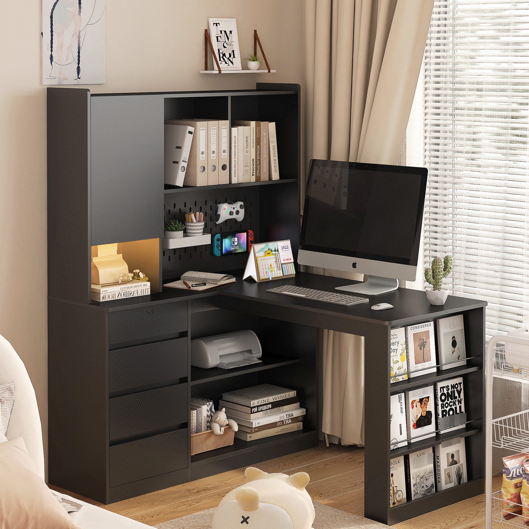 Computer Desk with Hutch | 2 USB Ports and 3 Power Outlets | Sturdy MDF ...