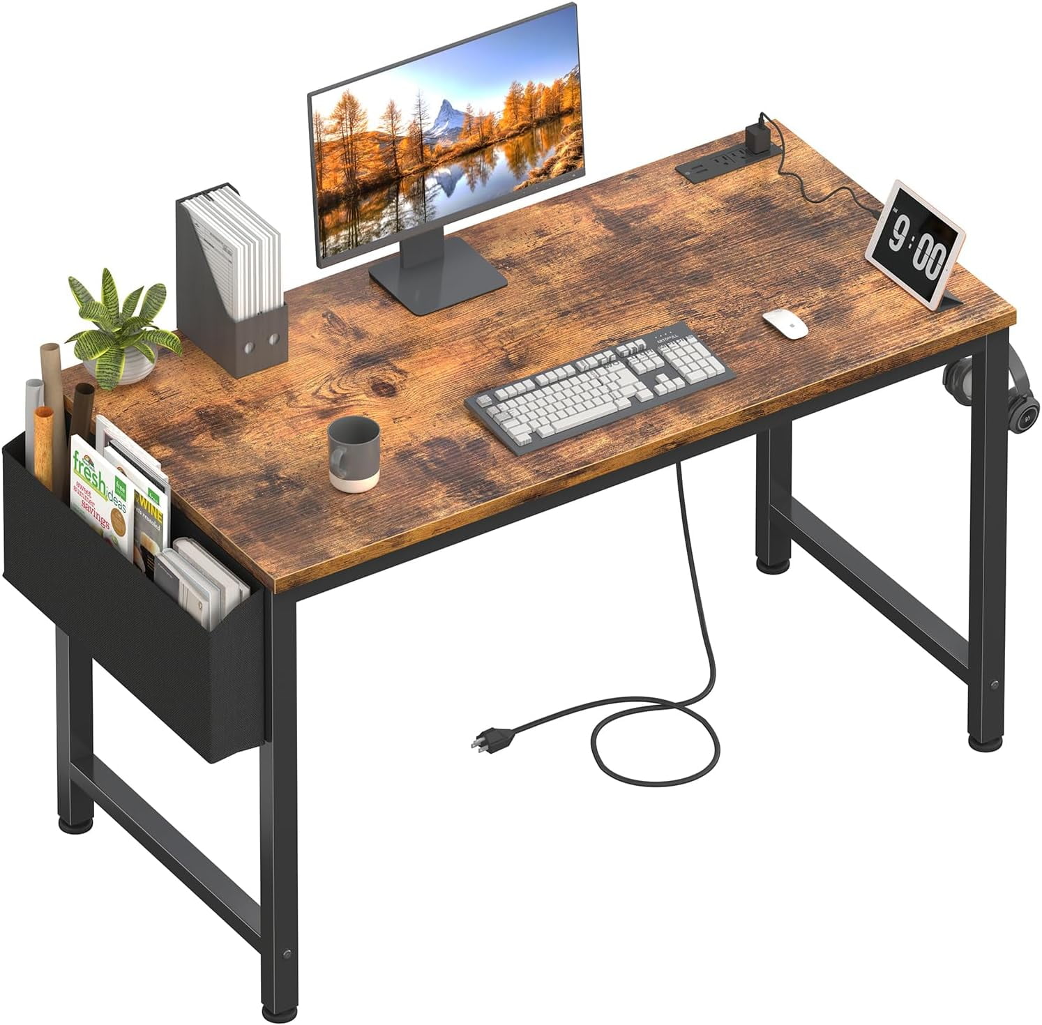 Computer Desk with Power Outlet, 47 inch Teen Study Table Home Office ...