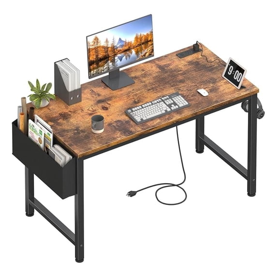 Computer Desk with Power Outlet, 47 inch Teen Study Table Home Office ...