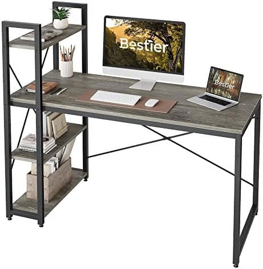 Computer Desk with Shelves - 47 Inch Home Office Desks with Bookshelf ...
