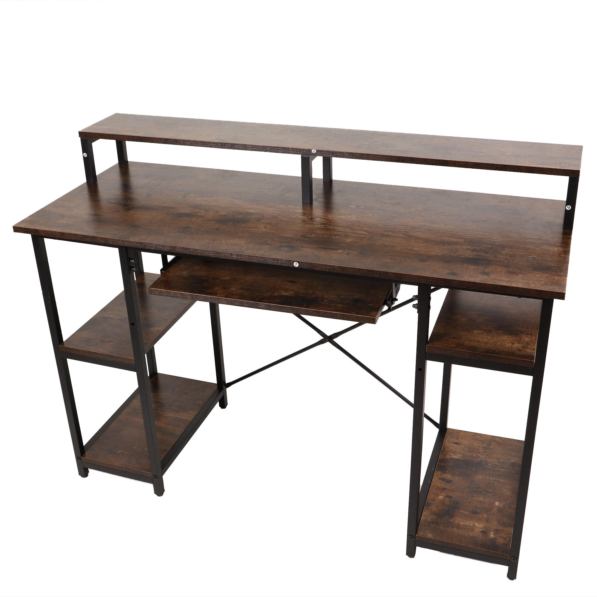 Computer Desk with Shelves, Gaming Writing Desk, Study PC Table ...