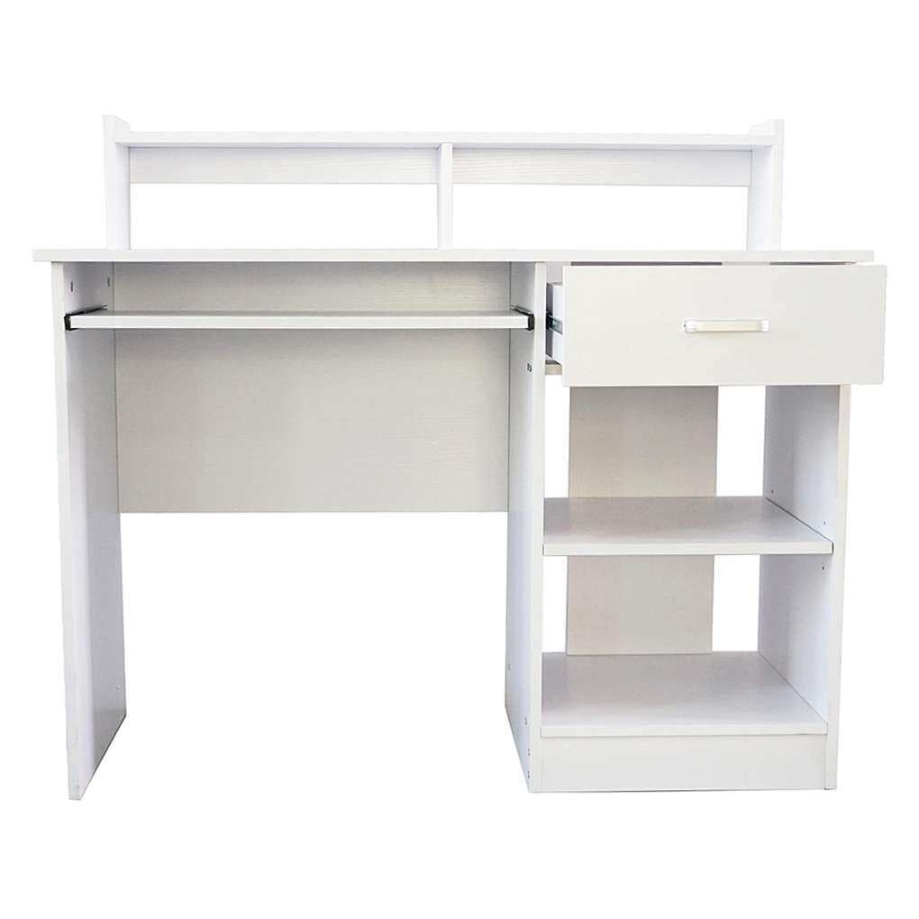 Computer Desk with Side Drawers Classic Chipboard Heavy Duty Writing ...