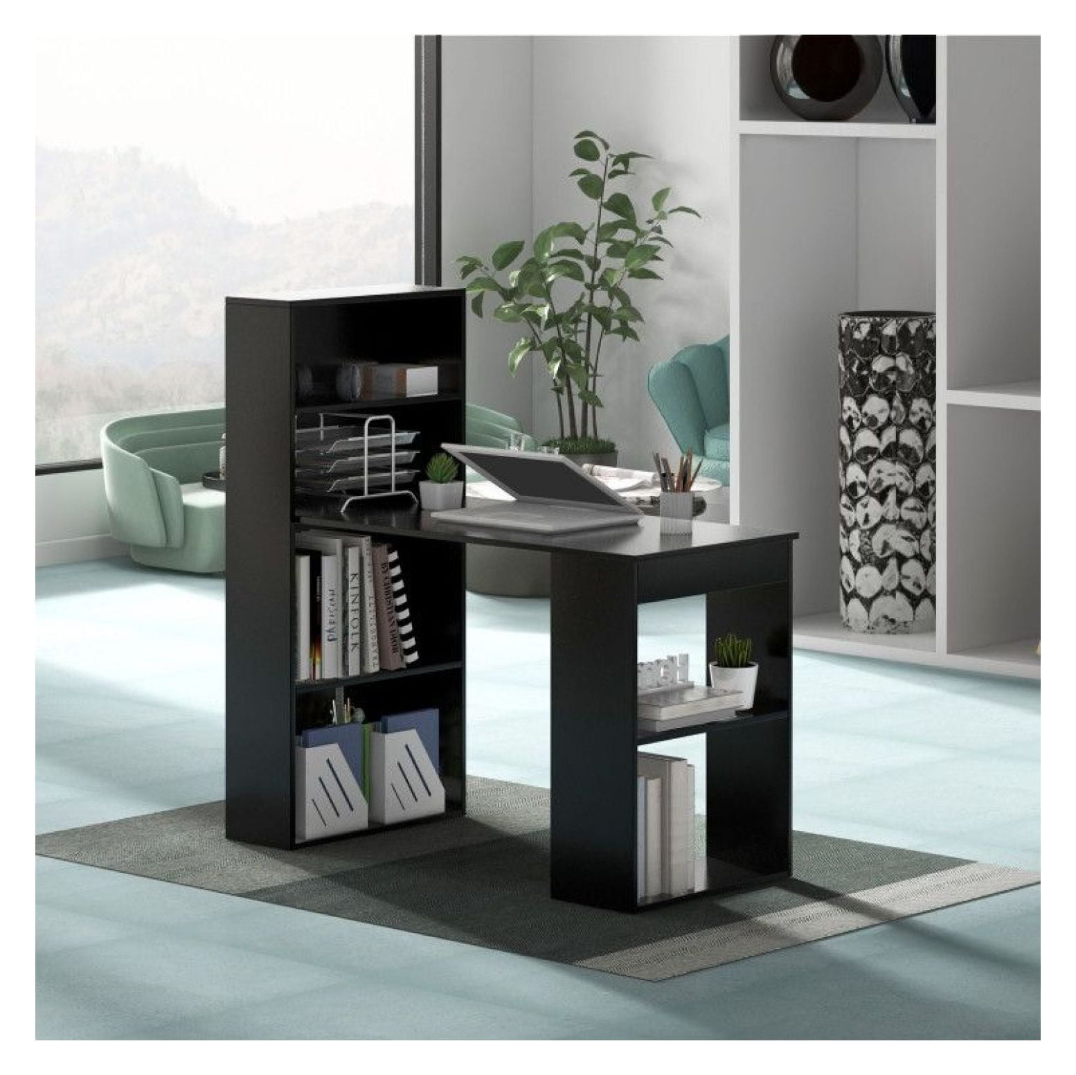 Computer Desk with Storage Shelves and CPU Stand - Walmart.com