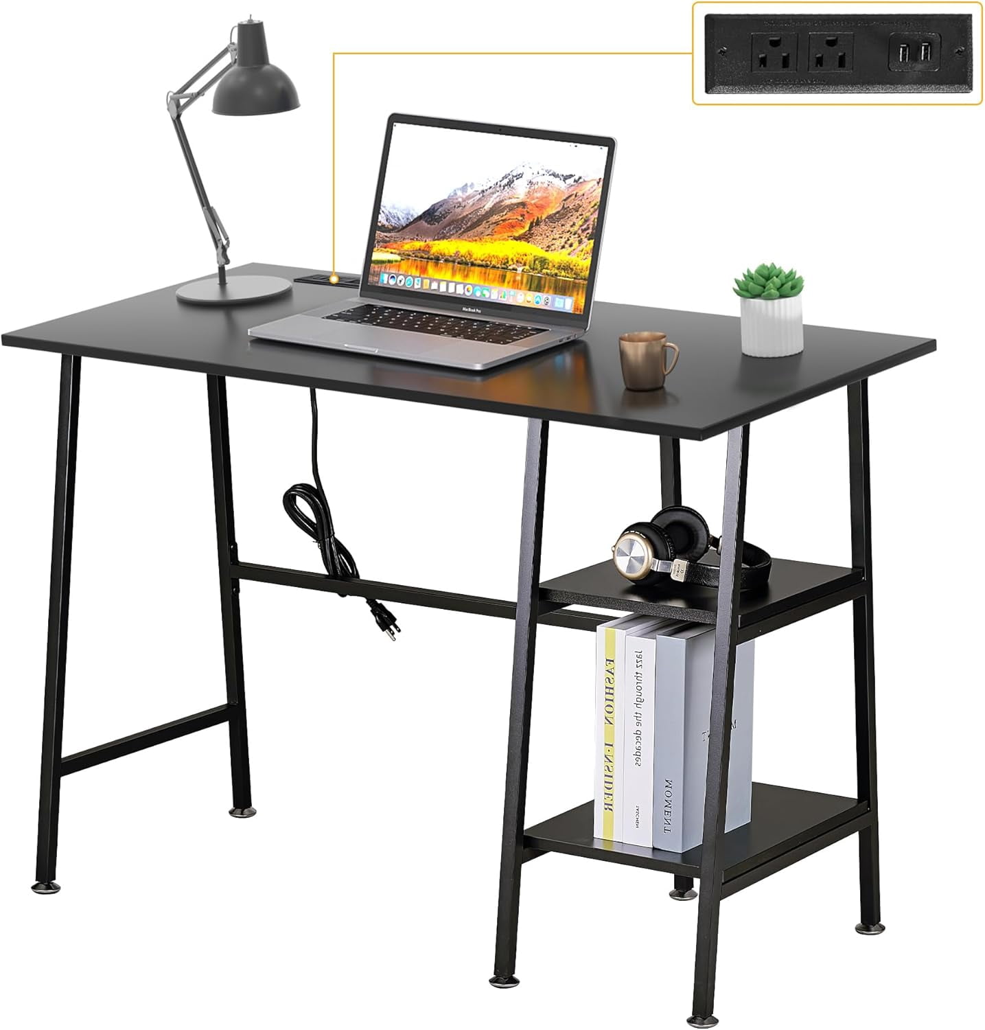 Computer Desk with USB Charging Port &Power Outlet, Teen Study Table ...