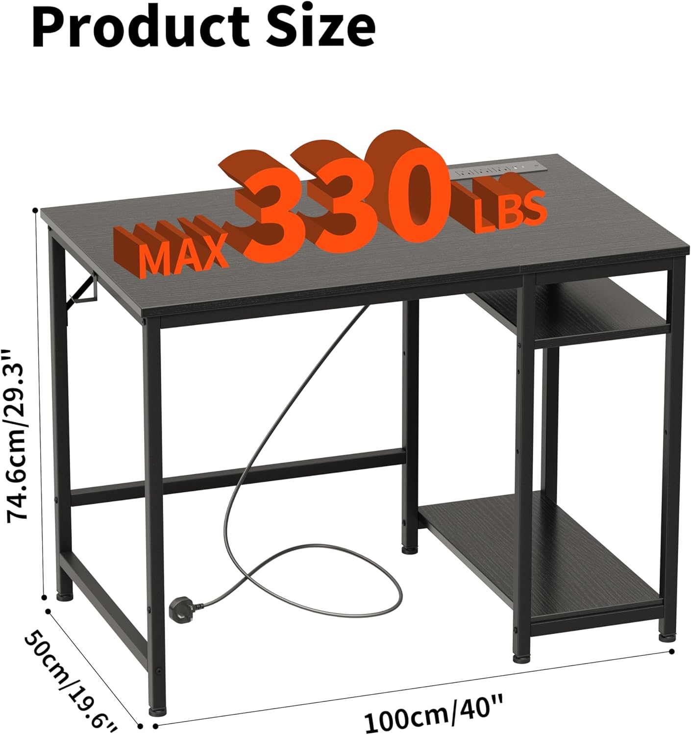 Computer Desk with USB & Type-C Outlet, Small Home Office Desk with 2 ...