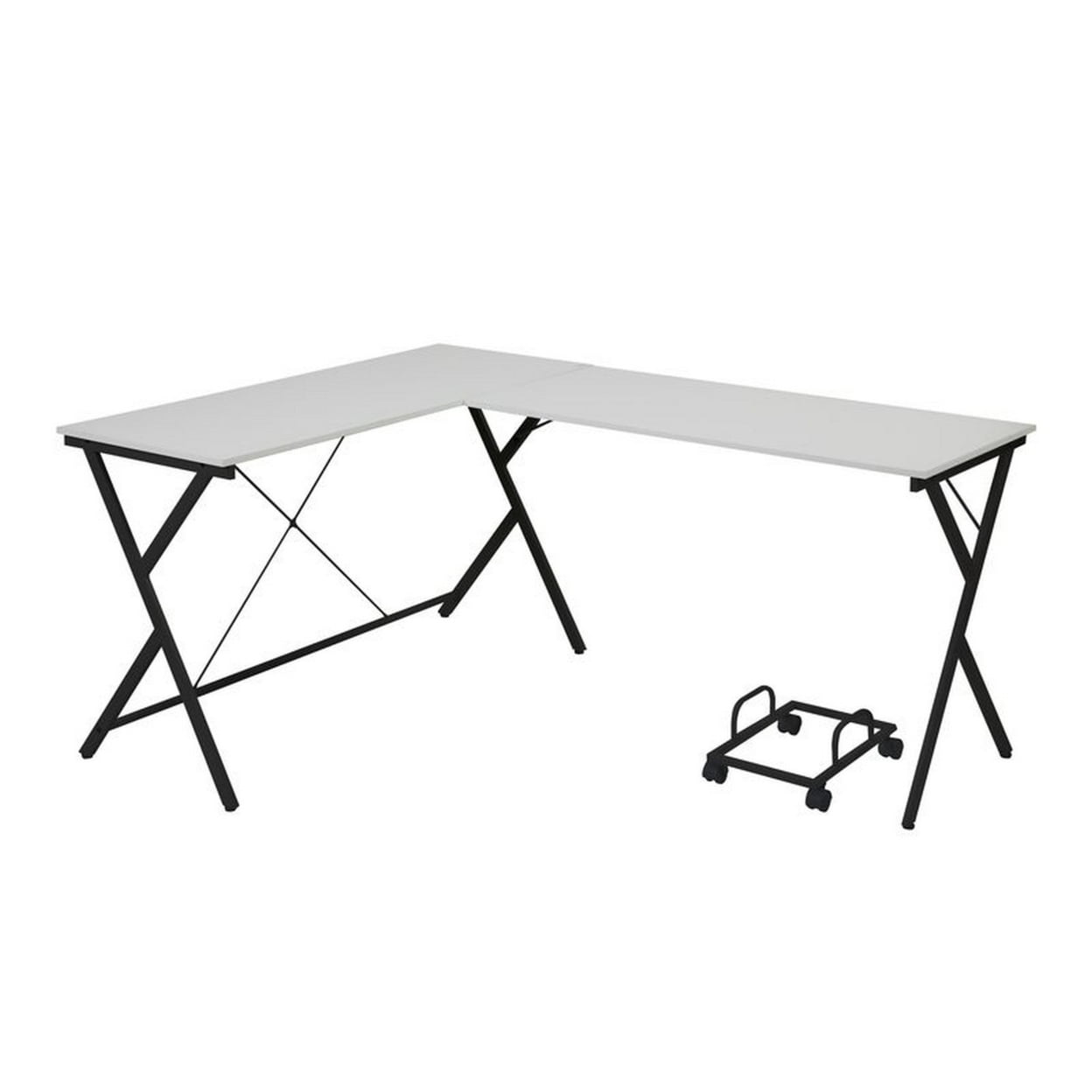 Computer Desk with X Metal Accent and CPU Holder, Gray - Saltoro Sherpi ...