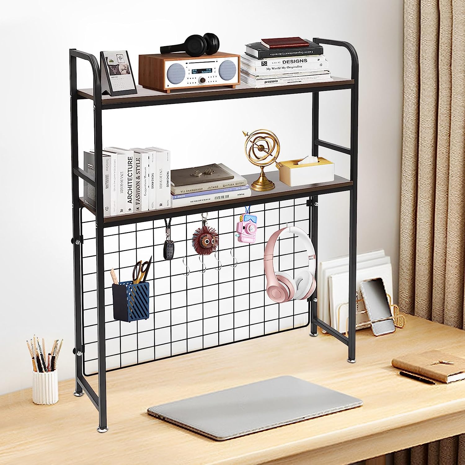 Computer Desktop Bookcase 2-Tier Countertop Display Bookshelf Holder ...