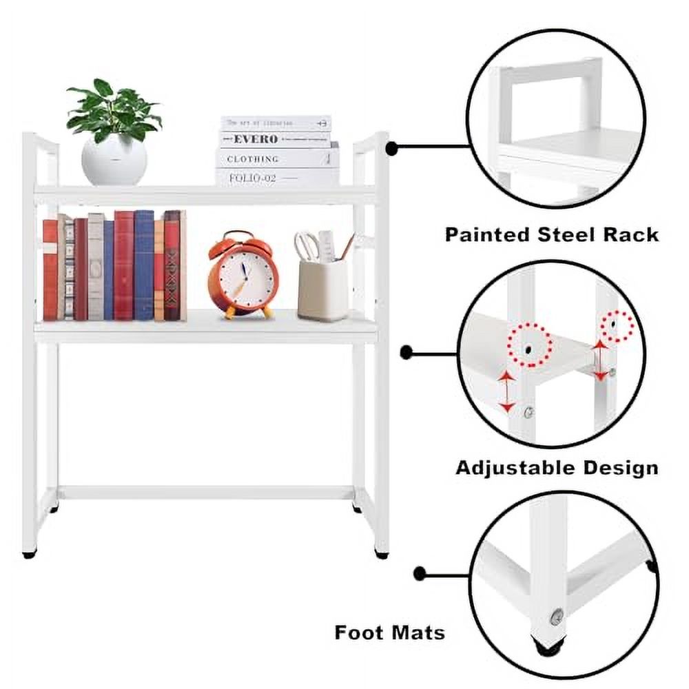 Computer Desktop Bookcase, 2-Tier Countertop Hutch Display Shelf ...