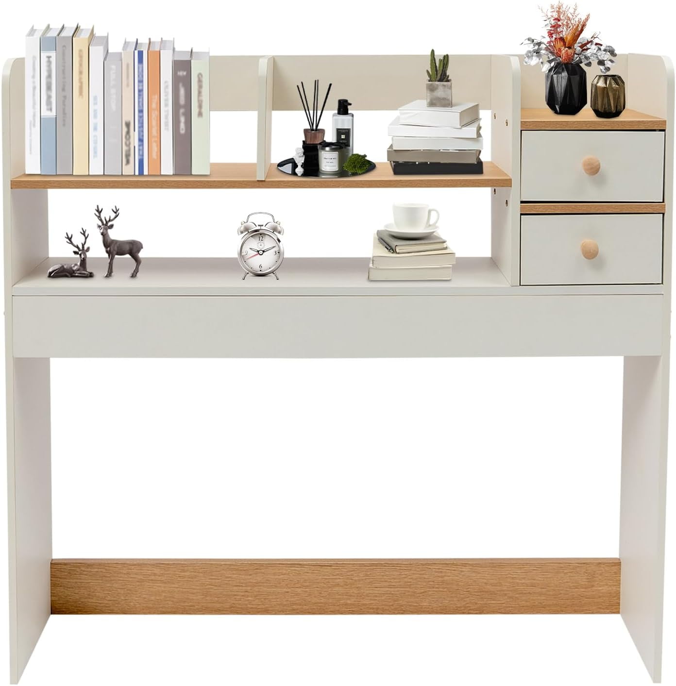 Computer Desktop Bookcase, 2-Tier Desk Hutch, Multipurpose Countertop ...