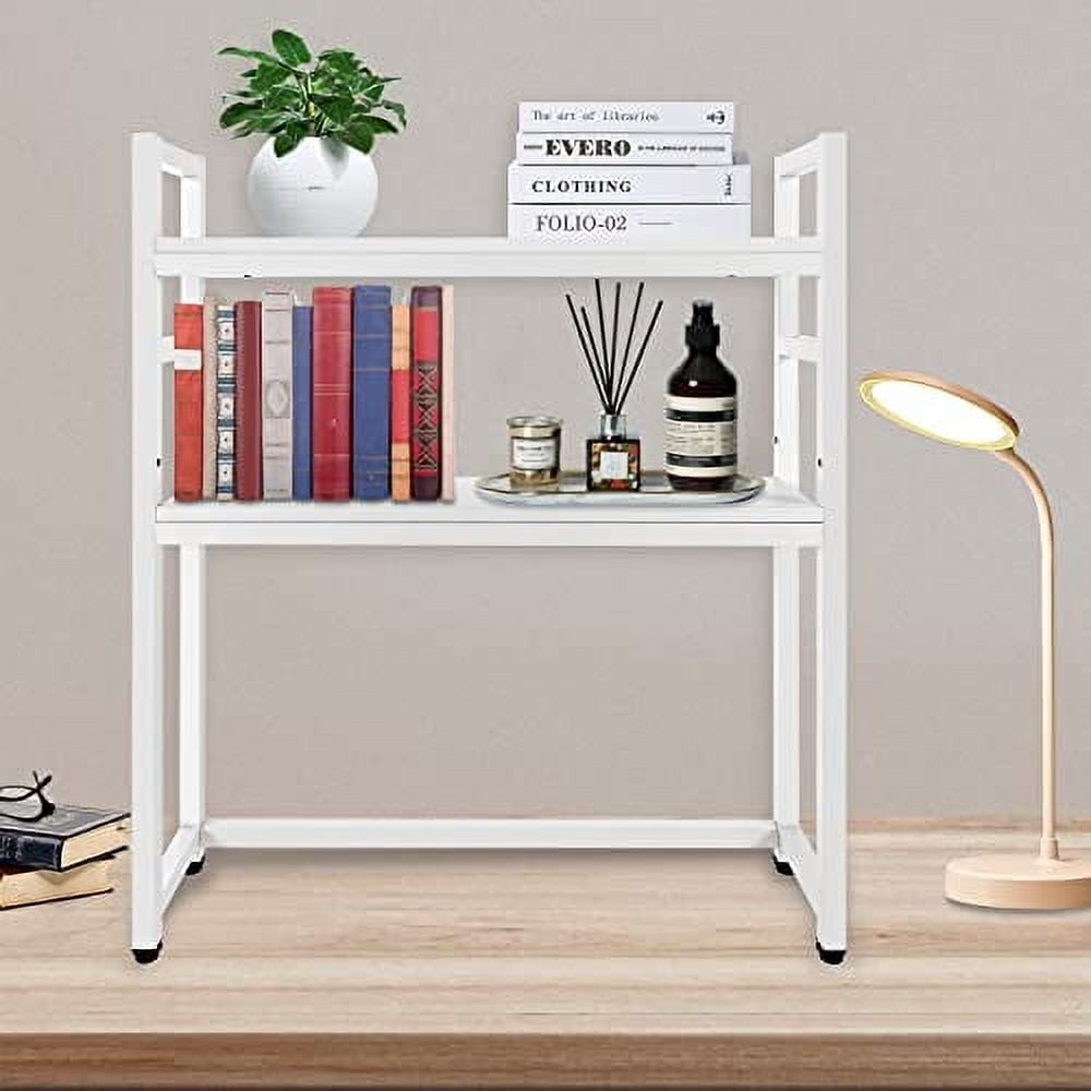 Computer Desktop Bookcase, 2-Tier Multipurpose Countertop Hutch Display ...