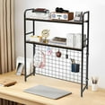 Computer Desktop Bookcase, Metal Storage Shelf for Countertop 2-Tier ...