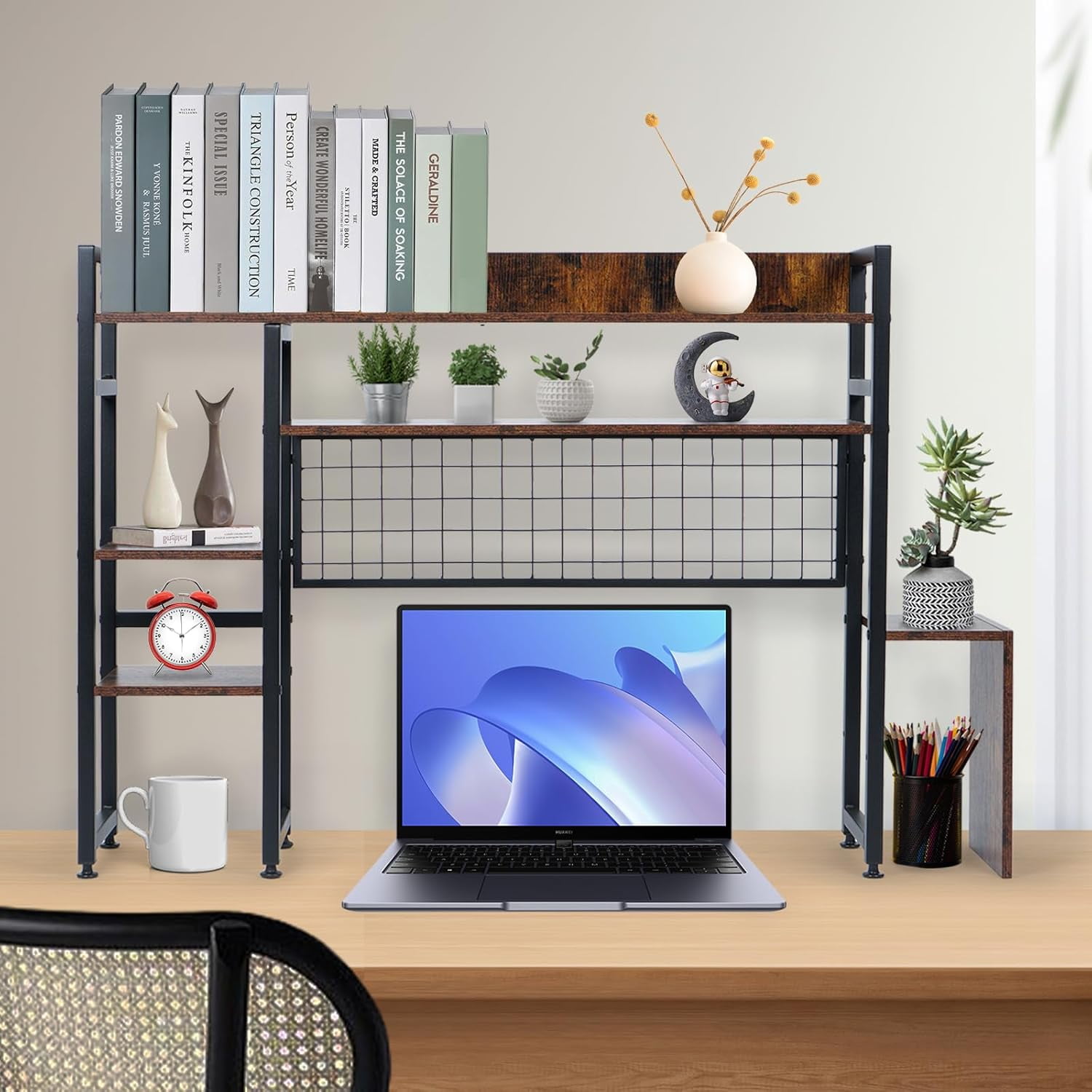 Computer Desktop Bookshelf Countertop Hutch Display Shelf Desktop Hutch ...