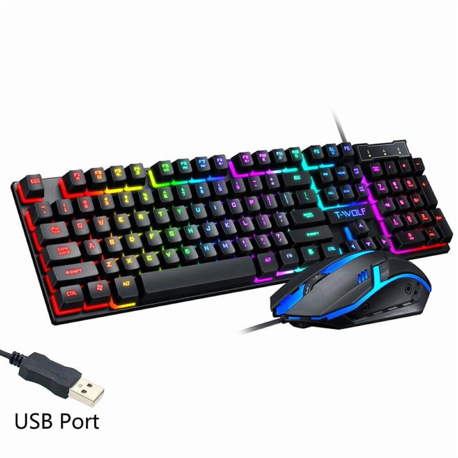 Computer Desktop Gaming Keyboard & Mouse Set - LED Backlit, Mechanical ...