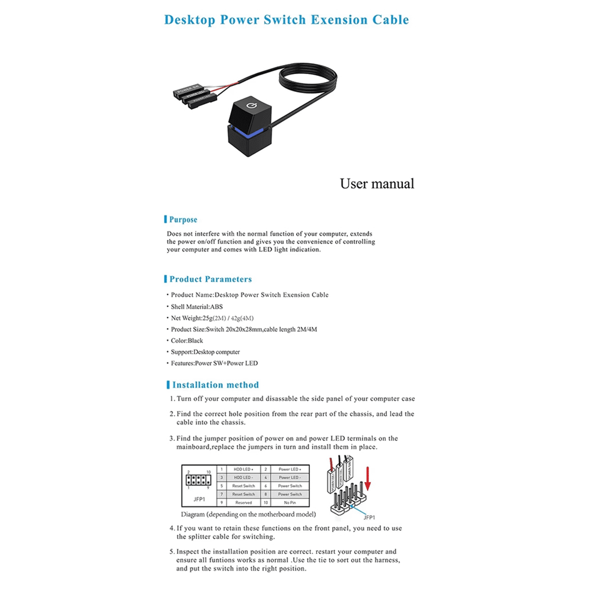 Computer Desktop Switch Colorful LED PC Motherboard External Start ...
