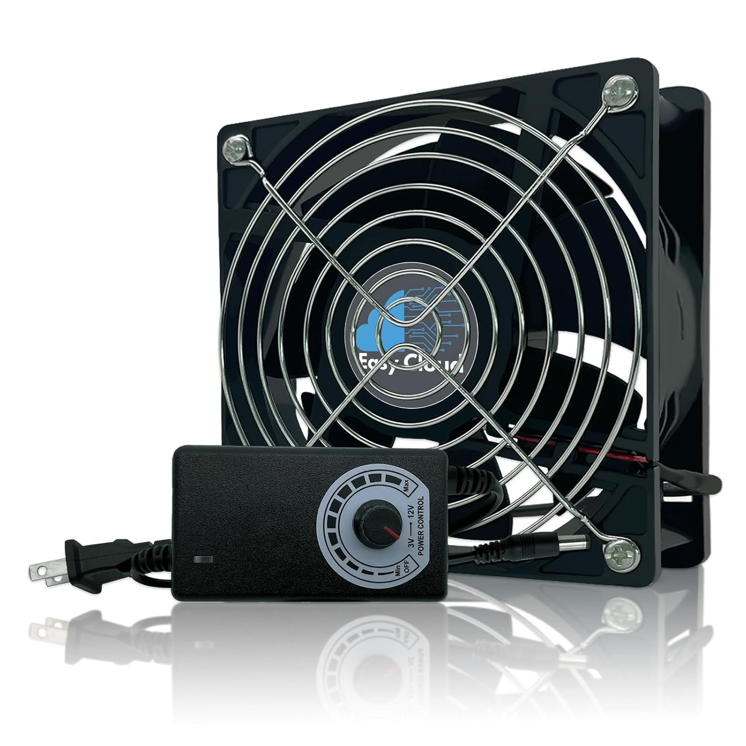 Computer Fan with AC Plug, 120mm Variable Speed Axial Muffin PC Fan ...