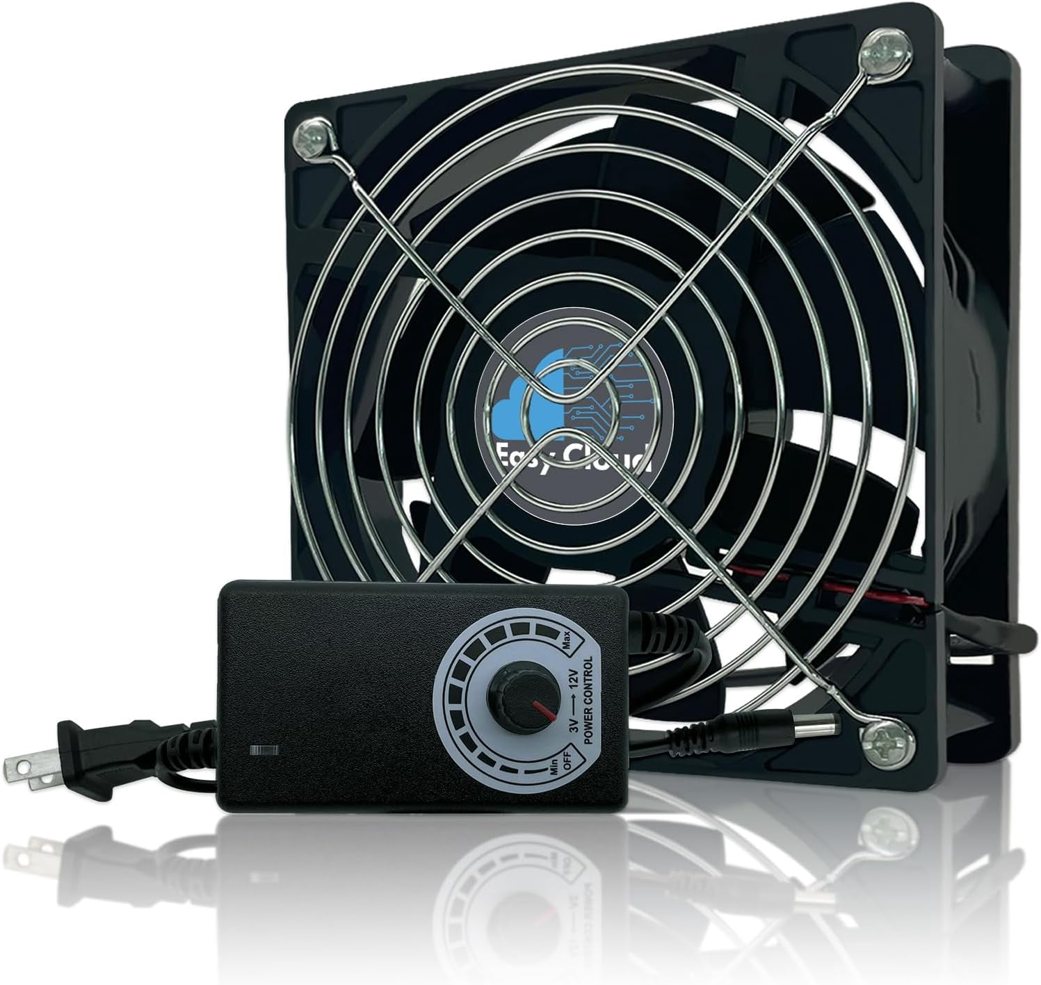 Computer Fan with AC Plug, 120mm Variable Speed Axial Muffin PC Fan ...