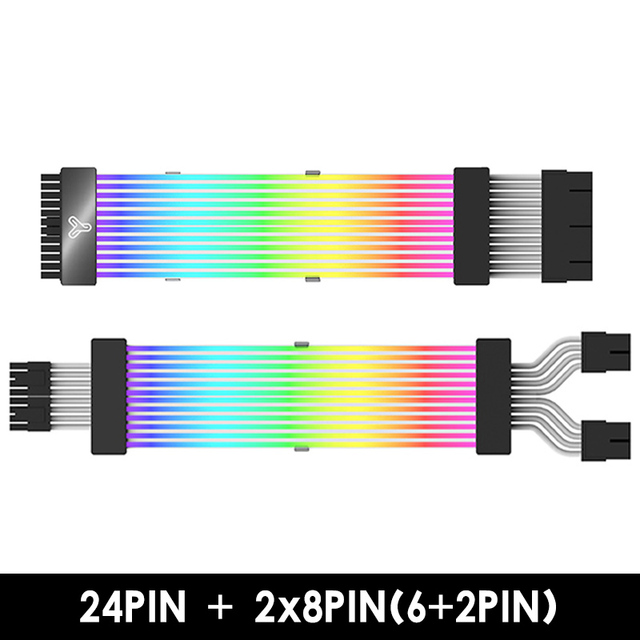 Computer Flexible ARGB Sync PSU Power Supply Extension Cable Kit ATX ...