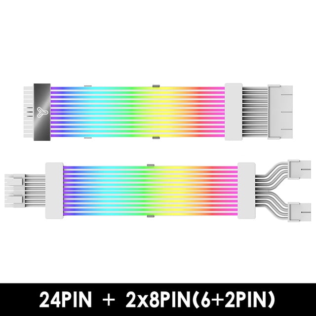 Computer Flexible ARGB Sync PSU Power Supply Extension Cable Kit ATX ...