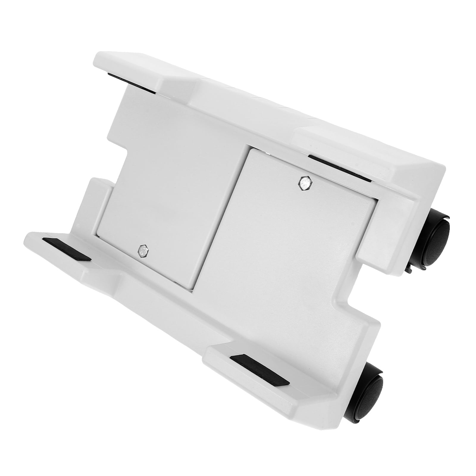 Black Metal Computer Tower Stand with Wheels for Home Use Stable and ...