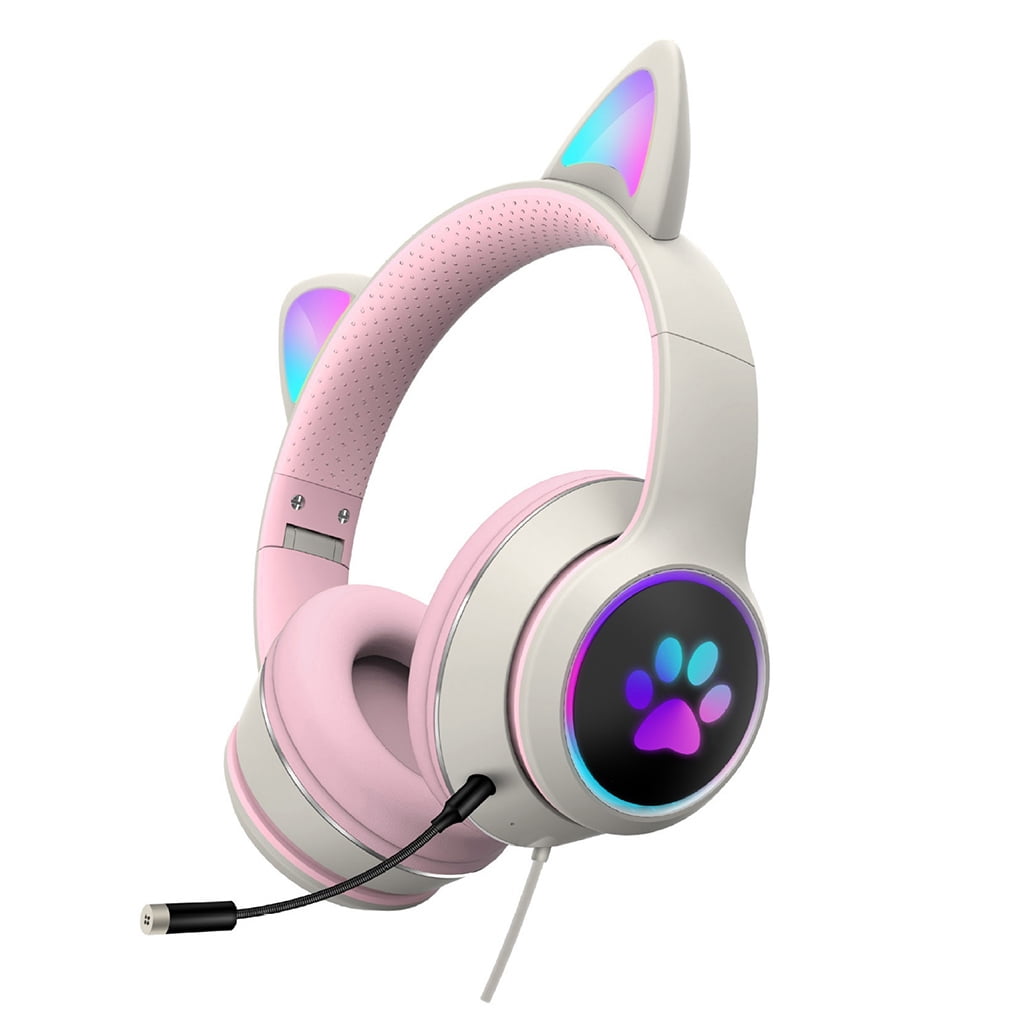 Computer Gaming Headset Plug-in Headsets for Cat Ears Shape Luminous ...