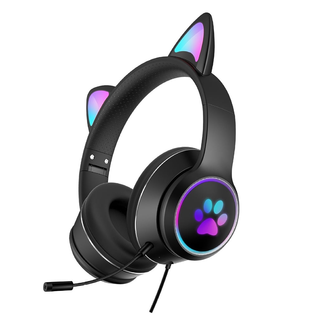 Computer Gaming Headset Plug-in Headsets for Cat Ears Shape Luminous ...