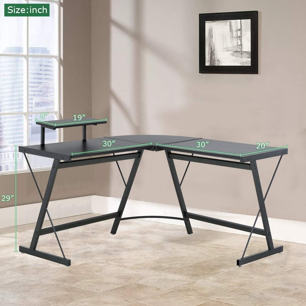 FDW Computer L-Shaped Desk Home Office Modern, Black, Adults - Walmart.com