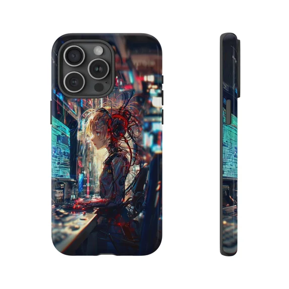 Computer Hacker Anime Girl Sci-Fi Phone Case for iPhone 17 to 11 Pro ...