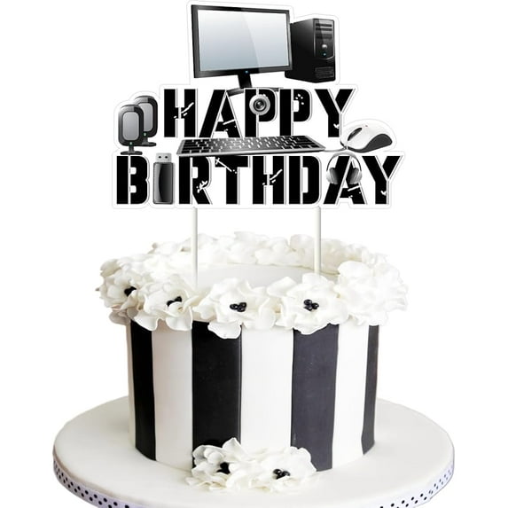 Computer Happy Birthday Cake Topper, Computer Party Cake Decorations ...