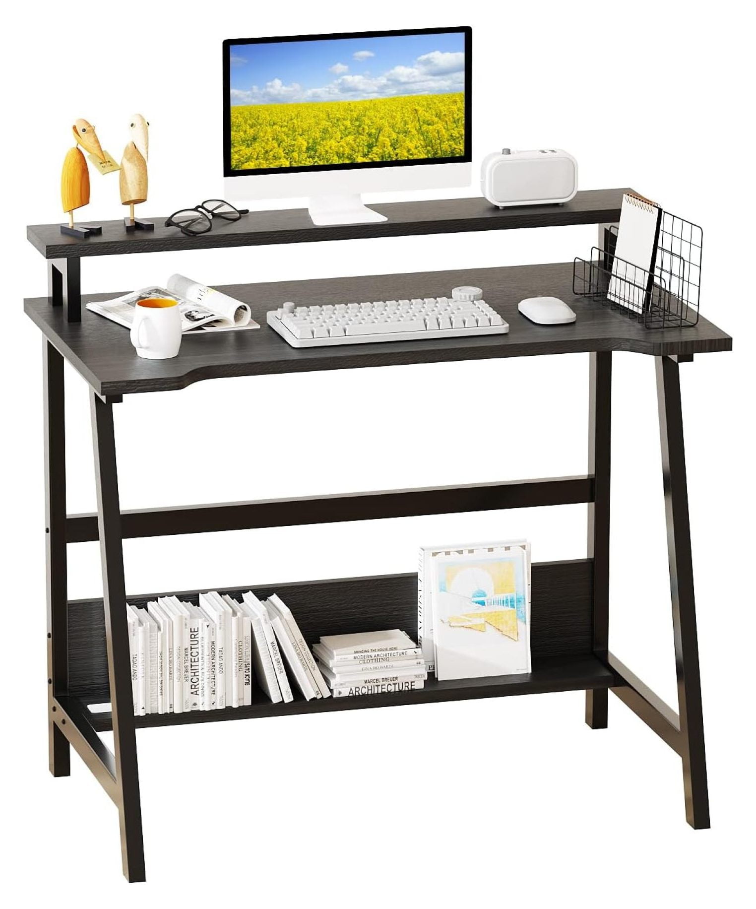 Computer Home Office Desk, 31.5" Desk for Small Spaces with Storage ...