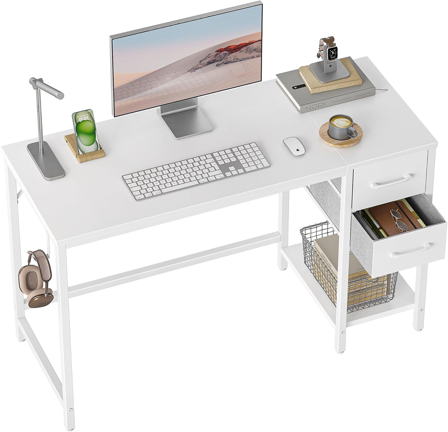 Computer Home Office Desk with Drawers, 40 Inch Small Desk Study ...