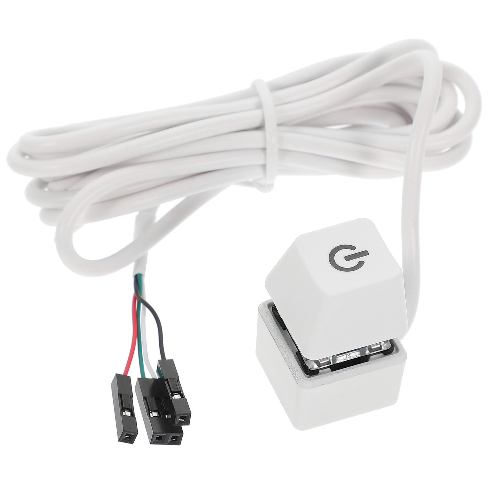 PC Power Button with Cable for Home White Copper ABS One Button Switch ...