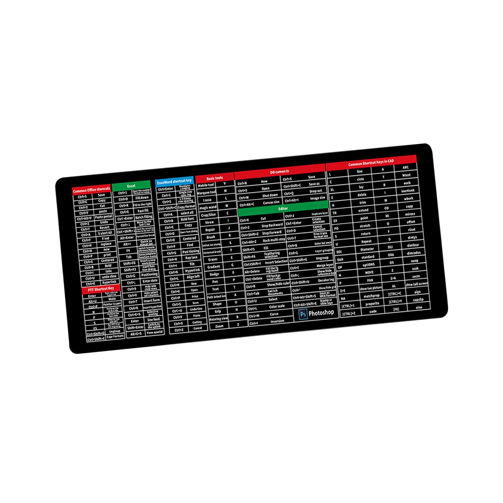 Computer Keyboard Mat Shortcuts Keys Laptop Desk Pads Large Gaming ...