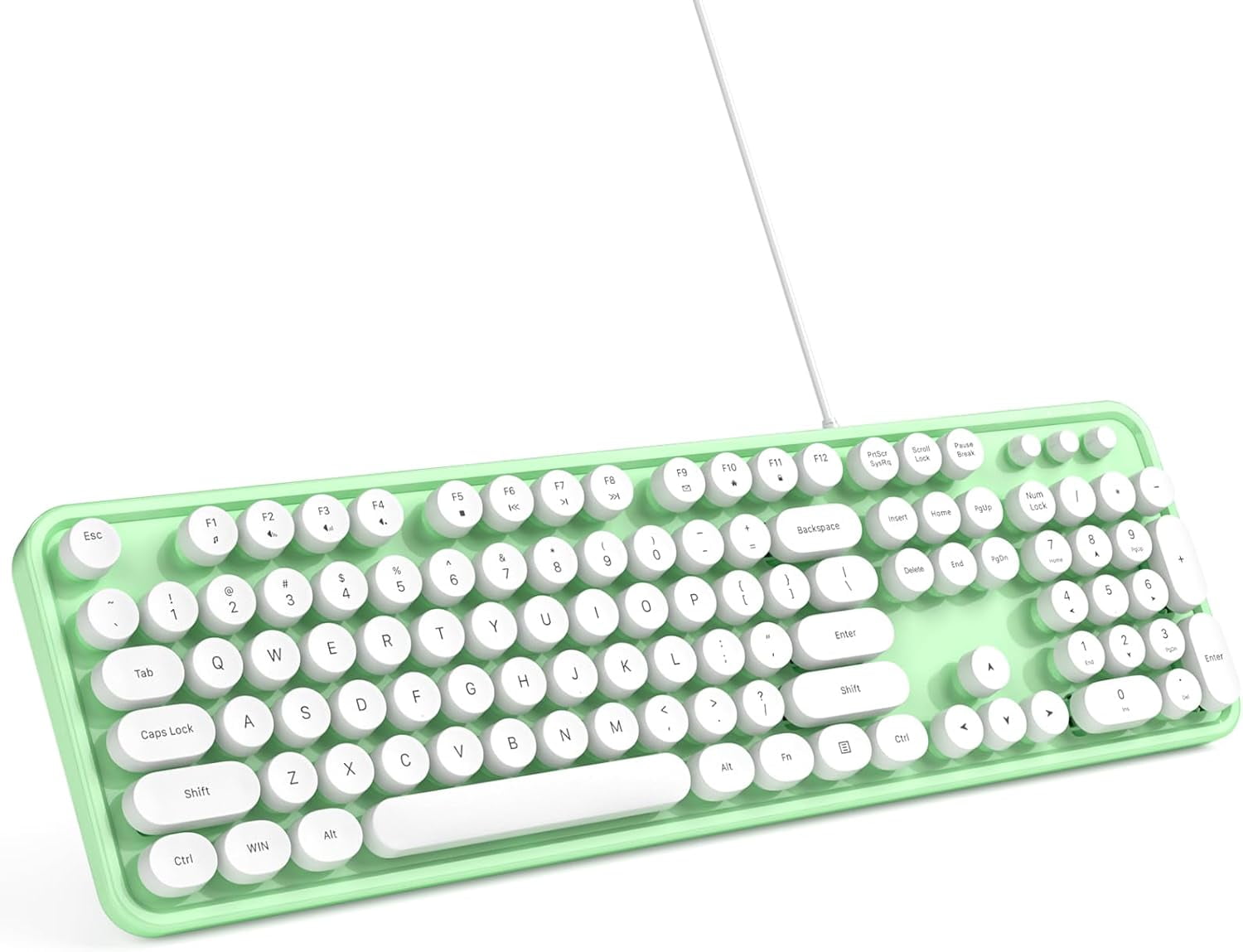 Computer Keyboard Wired, Plug and Play USB Retro Round Typewriter ...