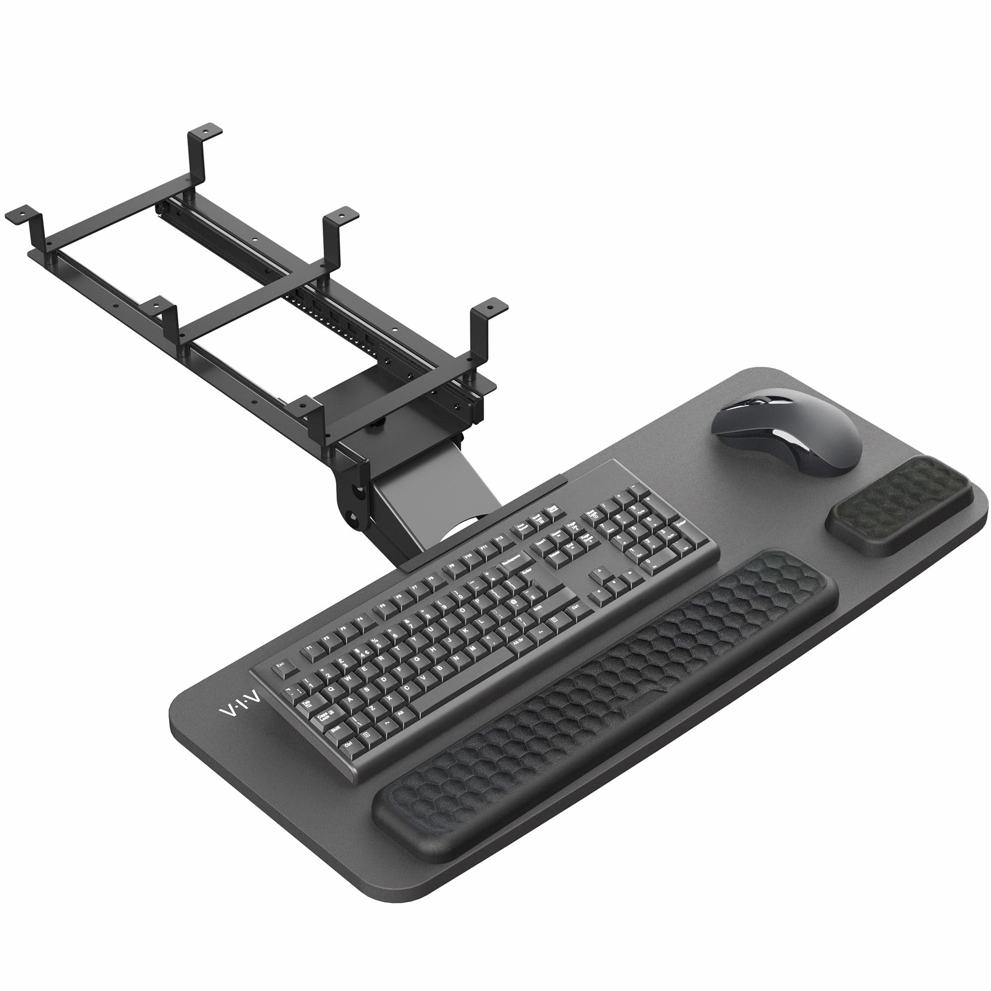 Computer Keyboard and Mouse Tray Under Desk, Adjustable Height and ...