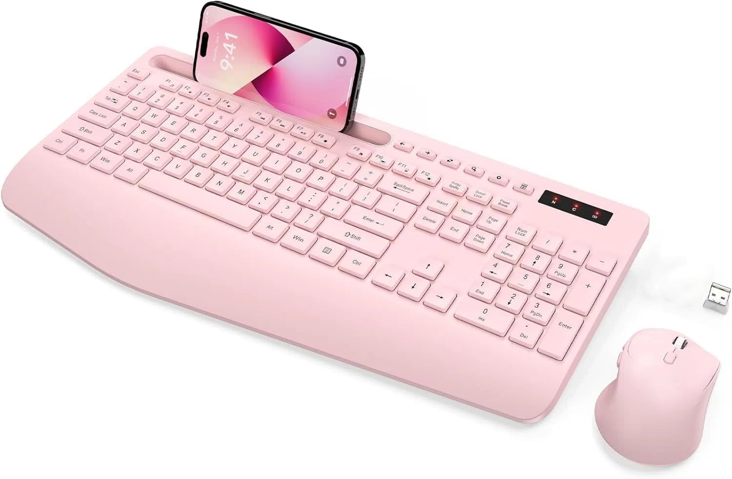 Wagpak Wireless Keyboard and Mouse Combo Wrist Rest Ergonomic Phone ...