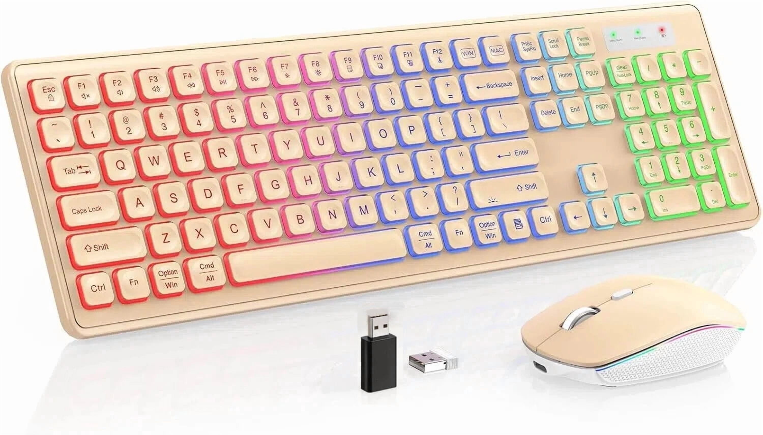 Wagpak Wireless Keyboard and Mouse Combo RGB Backlit Rechargeable 2 ...