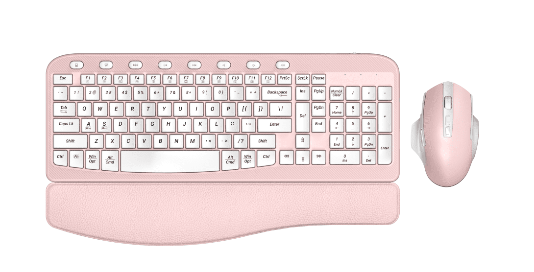 Ergonomic Wireless Keyboard and Mouse Combo, Leather Cushioned Palm ...