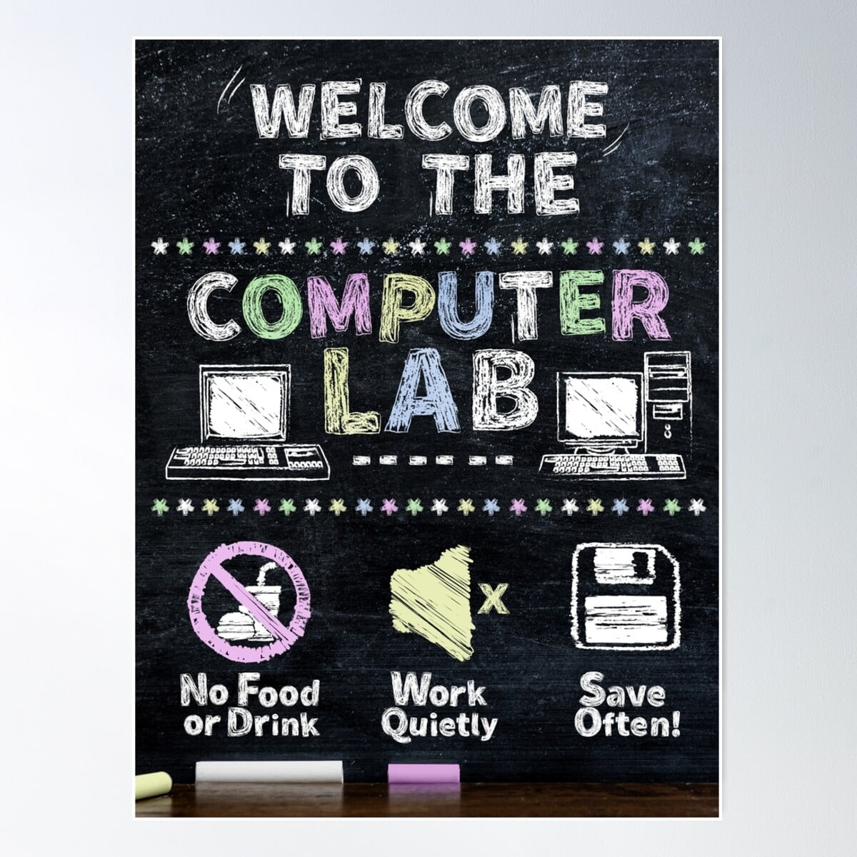 Computer Lab Class Poster - Computer Lab Rules Poster Wall Art, Modern ...