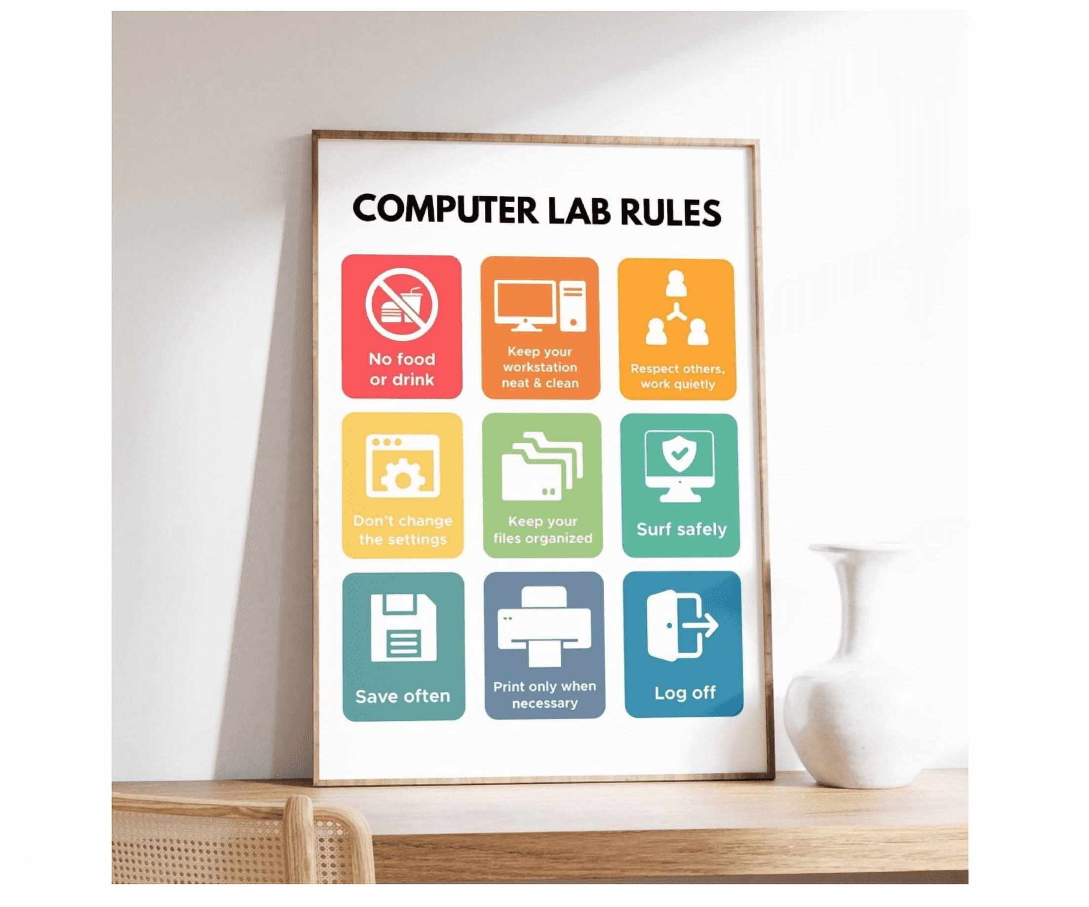 Computer Lab Rules Poster Classroom Rules Educational Wall Art For ...