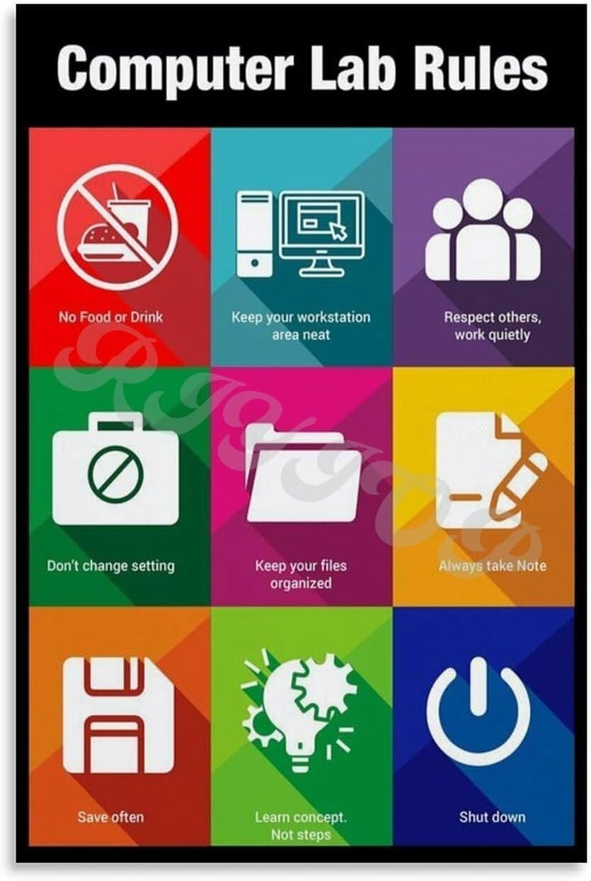 Computer Lab Rules Poster Computer Classroom Rules Classroom Tech Wall ...