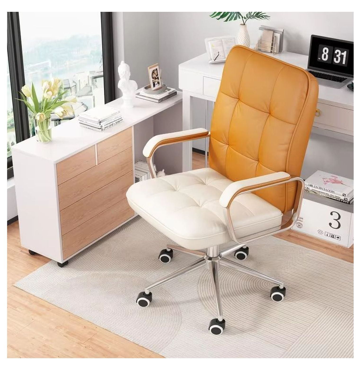 Computer Leather Desk Office Chair Swivel Lift Training Student Study ...
