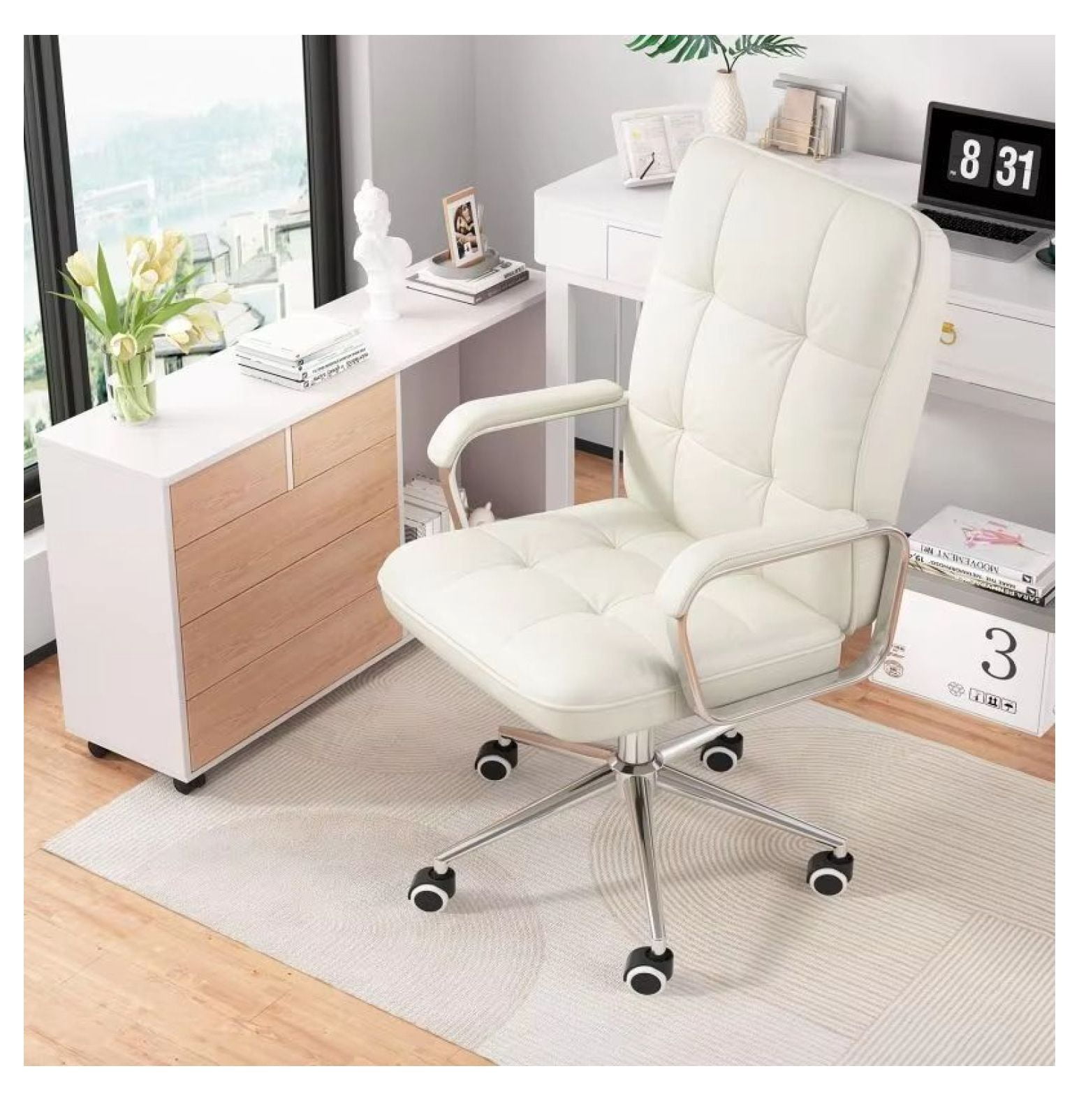 Computer Leather Desk Office Chair Swivel Lift Training Student Study ...