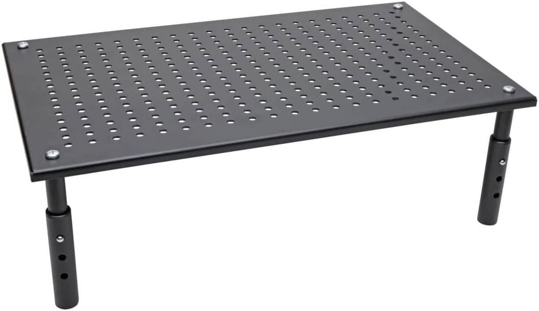 Computer Monitor Stand, Adjustable Height, 18 x 11 in., Metal, Black ...