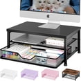 Computer Monitor Stand Riser, Desk Organizer with Drawer, Printer ...