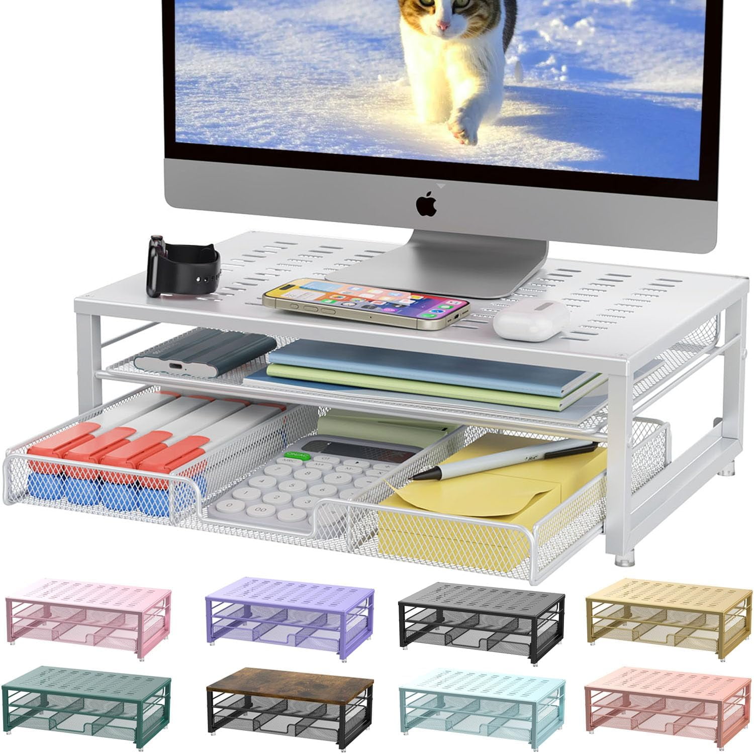 Computer Monitor Stand Riser, Desk Organizers and Accessories with ...