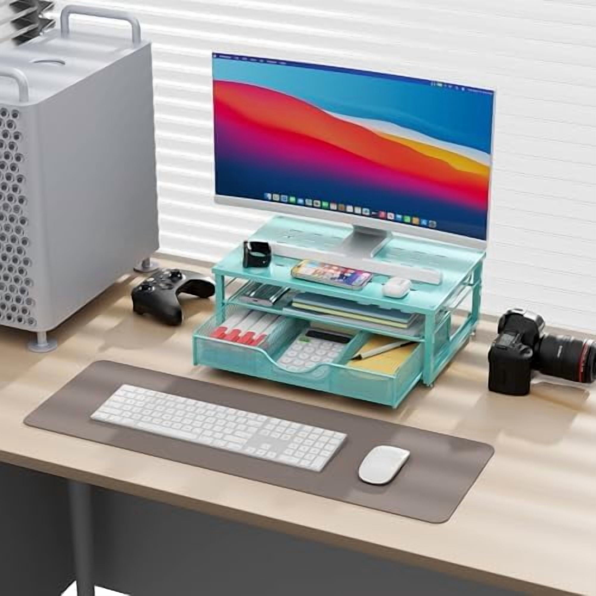 Computer Monitor Stand Riser, office organizer with Drawer, Office ...