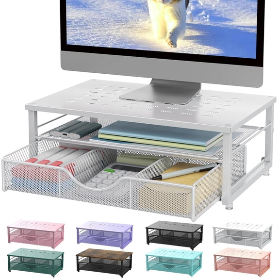Computer Monitor Stand Riser, office organizer with Drawer, Office ...